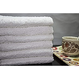 GREEN LIFESTYLE Terry Kitchen Bar Mops Kitchen Towel 12 Pack, Pure Cotton White Dish Cloths, Rags, Restaurant Cleaning Towels Ring Spun 100% Cotton, 16x19 inches
