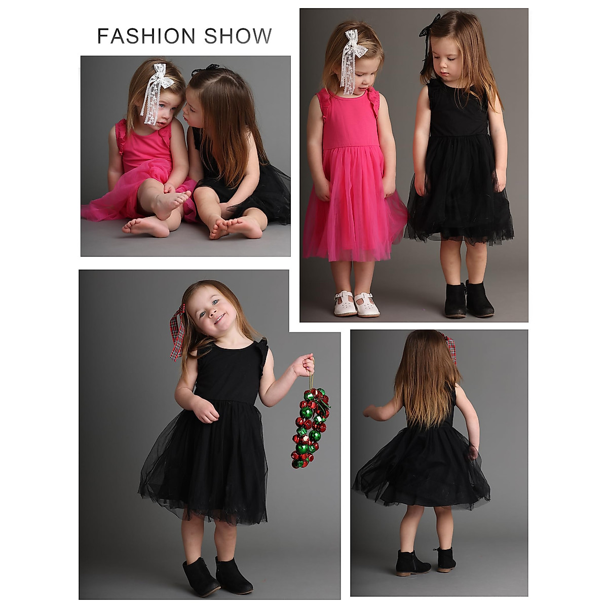 Arshiner Girls' Tulle Sundress Summer Flower Princess Wedding Dress for Toddler Girl (Black, 2T)