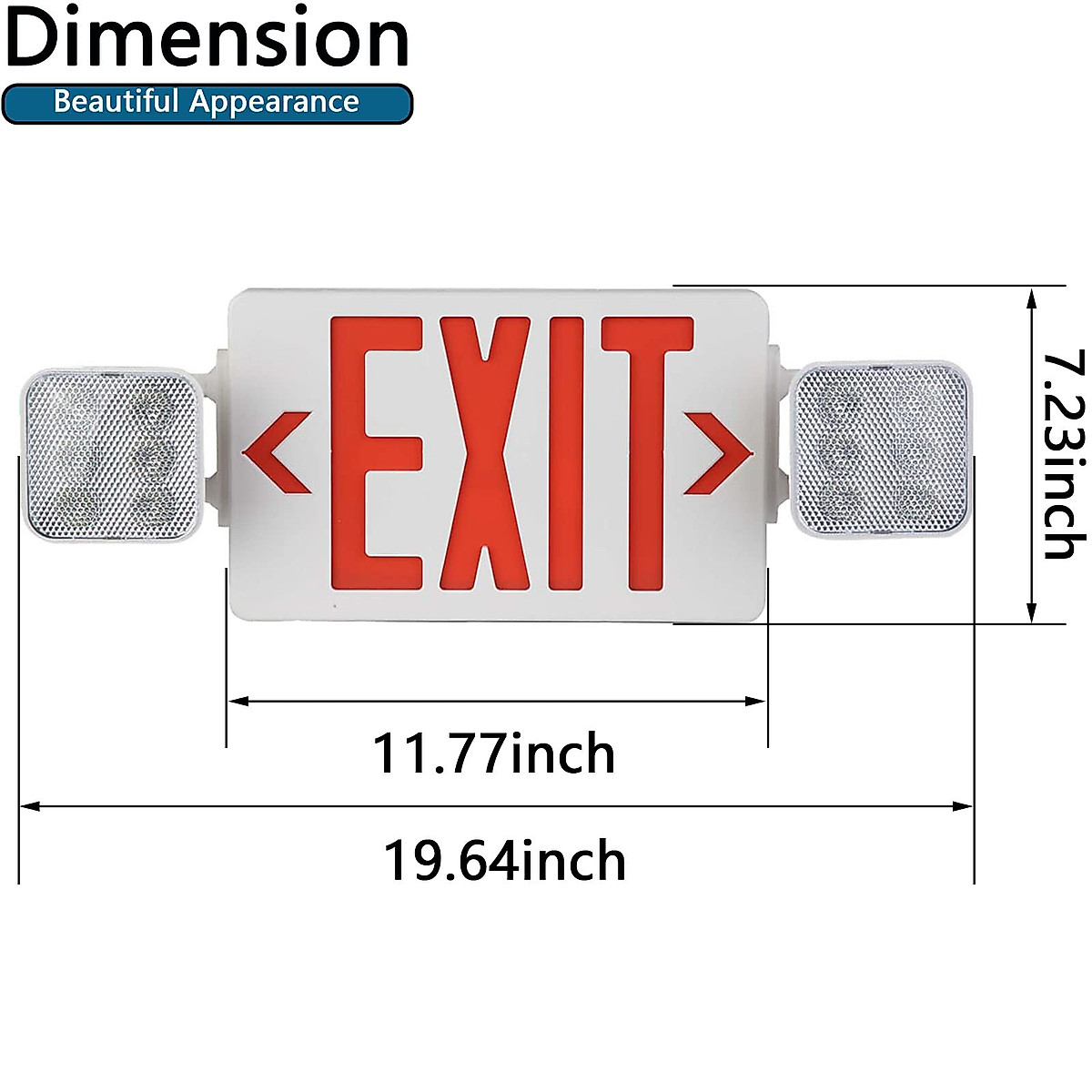 LED Exit Sign with Emergency Light, 90 Minute Battery Backup, 2 Adjustable Head Commercial Lights, Double Sided Red Exit Sign, Fire and Flame Retardant AC 120-277V UL Listed (2-Pack)