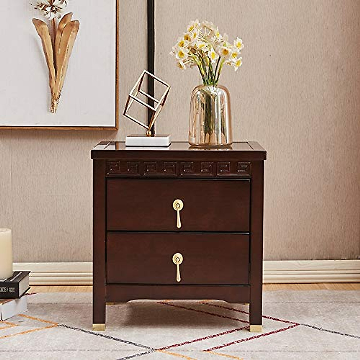 SJYDQ Solid Wood Bedside Table Simple Bedroom Locker, Solid Wood Bedside Table
