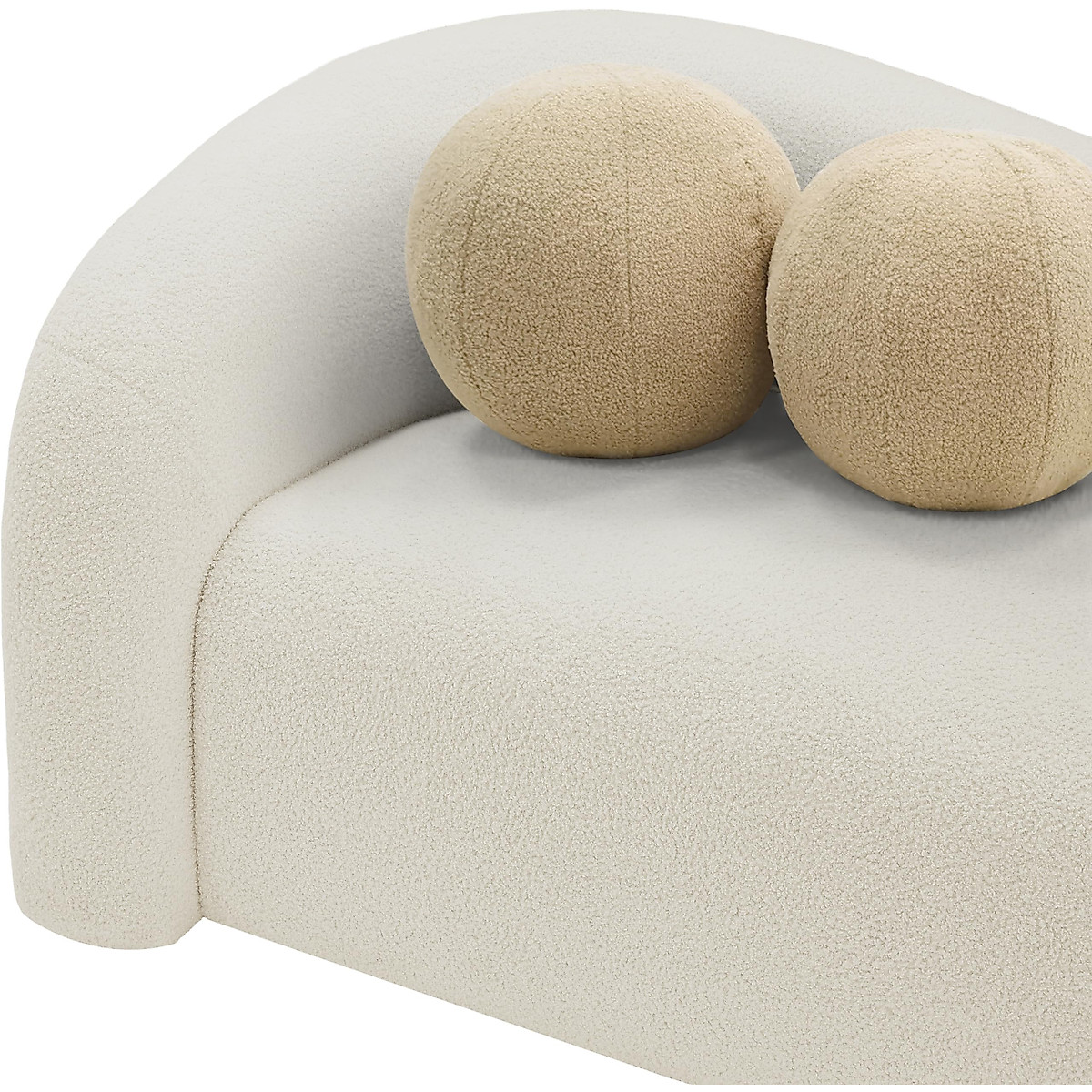Meridian Furniture 186Cream-L Kali Collection Modern | Contemporary Loveseat with Soft Cream Faux Shearling Teddy Fabric, Curved Back, 62" W x 33" D x 27" H, Cream