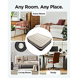 Ciays Air Mattress Queen with Built-in Pump, Double High Blow Up Mattress with Carrying Bag, Inflatable Air Bed for Guests, Family, Brown