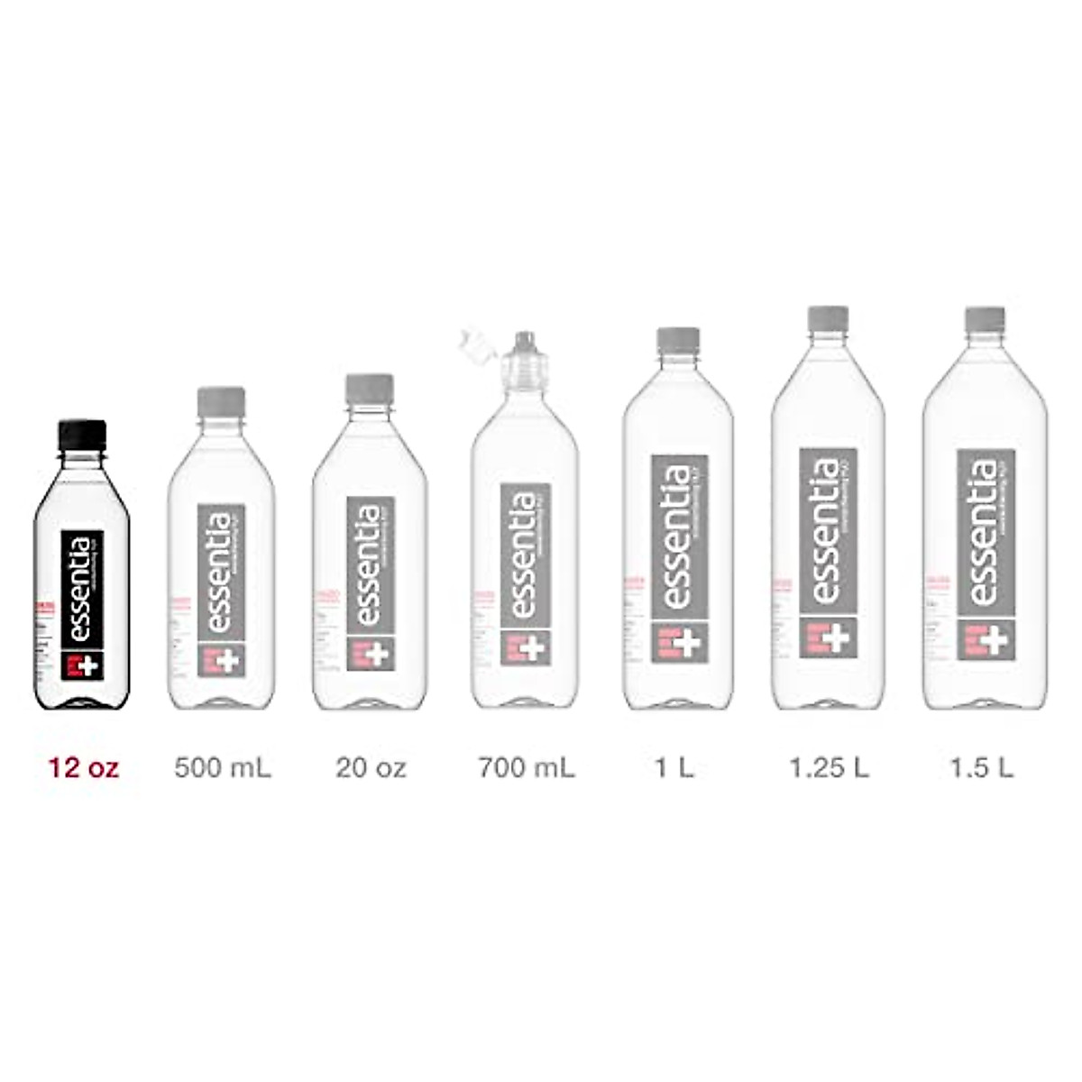 Essentia Water; Ionized Alkaline Bottled Water; 99.9% Pure; 9.5 pH or Higher; Consistent Quality in Every BPA and Phthalate-Free Bottle; 12 Fl Oz (Pack of 12)