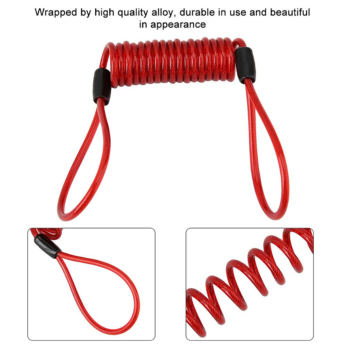 PVC Anti Theft Motorcycle Disc Brake Lock Reminder Coil Cable Warning Rope Red