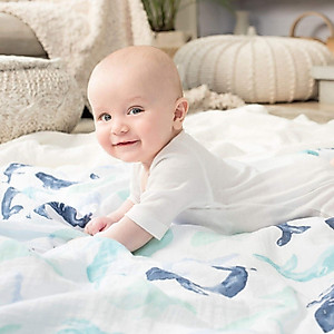 aden + anais Swaddle Blanket, Boutique Muslin Blankets for Girls & Boys, Baby Receiving Swaddles, Ideal Newborn & Infant Swaddling Set, 4 Pack, Seafaring