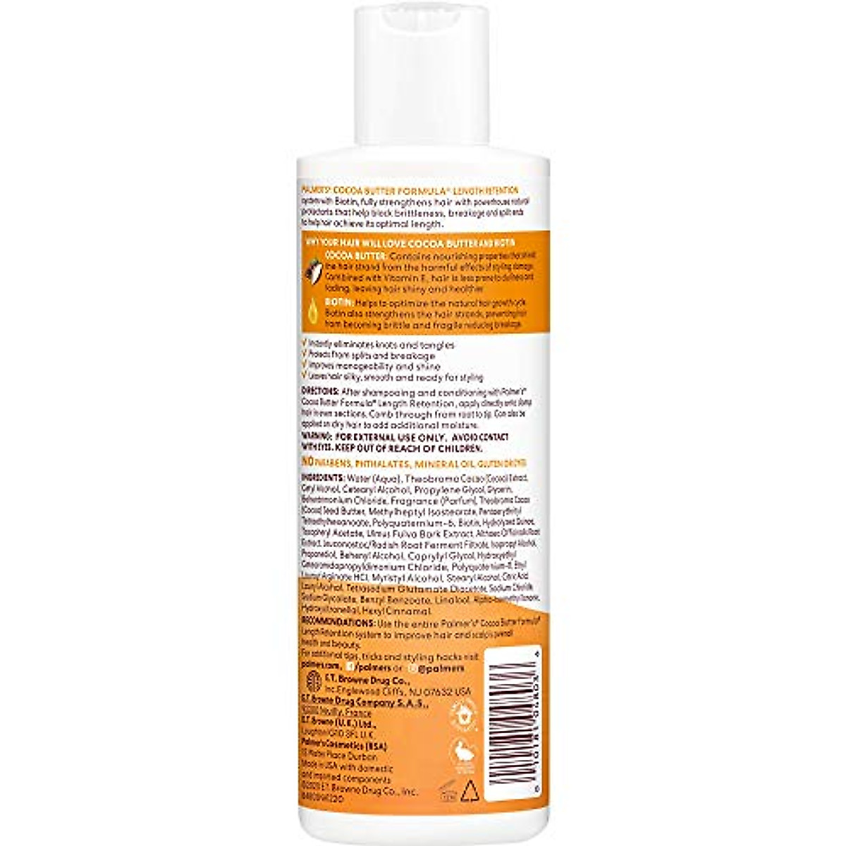 Palmer's Cocoa Butter & Biotin Length Retention Leave-In Conditioner, Instant Detangler, Soften and Strengthen Textured and Curly Hair, 8.5 Ounce