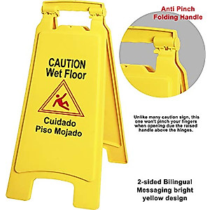Galashield Wet Floor Sign 3 Pack 2-Sided Safety Yellow Warning Signs Commercial 26" Caution Wet Floor Signs