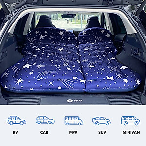 YEPLINS SUV Air Mattress Camping Bed Cushion Pillow, Inflatable, Car Portable Bed Back Seat (Starry Blue)