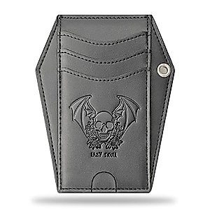 Lazy Skull Minimalist Coffin Wallet – Small Front Pocket Goth Wallet – Skull Wallet for Women and Men–Witchy Goth accessory