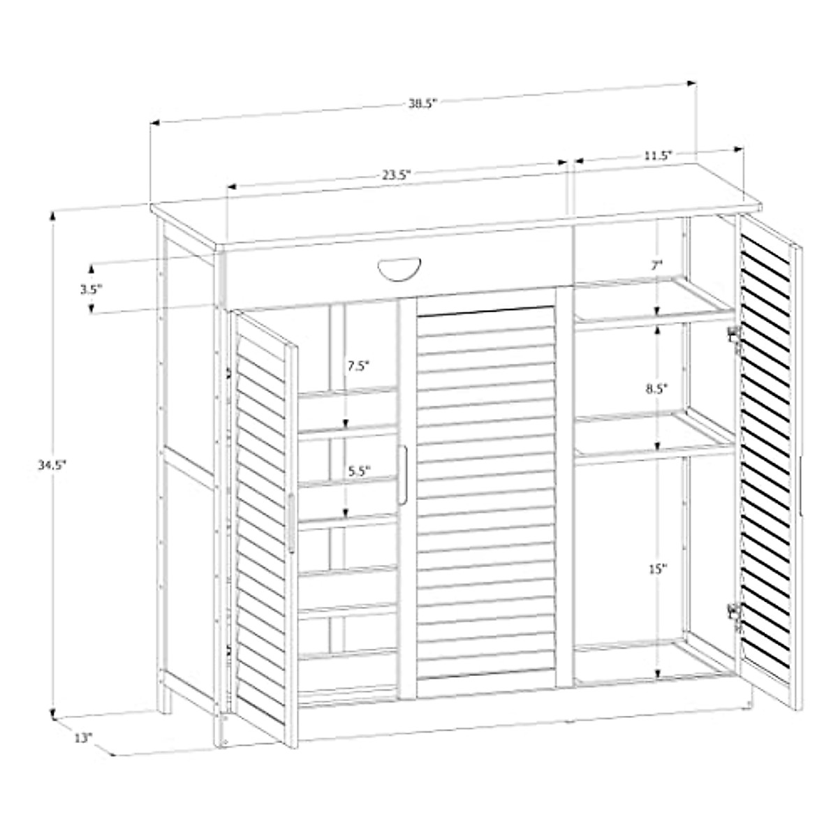 MoNiBloom 4 Tier Shoe Storage Cabinet with 1 Drawer & Shutter Door, Bamboo Shoes Organizer Rack for 16-20 Pairs Living Room Entryway Hallway, Brown