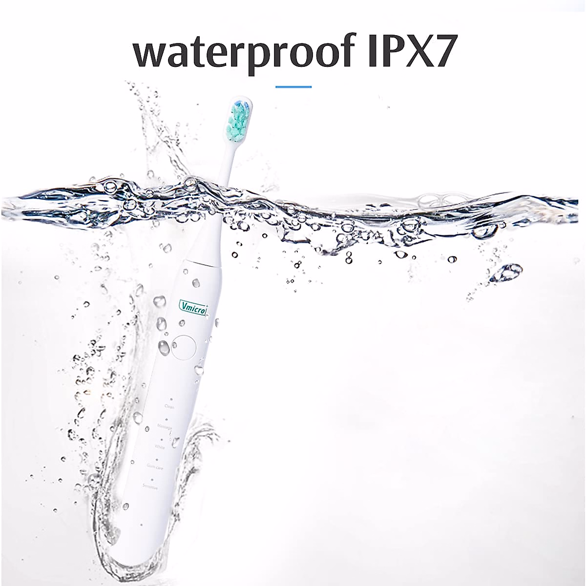 VMICRO Sonic Electric Toothbrush for Adults - Rechargeable Whitening Toothbrush with 4 Brush Heads,5 Modes, Smart Timer (White)