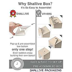 Shallive 100 Pcs Individual Cupcake Box White with Insert, 3.5" Treat Boxes with Window Bulk for Hot Cocoa Bombs and Cookies, Pre-Assembled for Easter Wedding Birthday Baby Shower Party