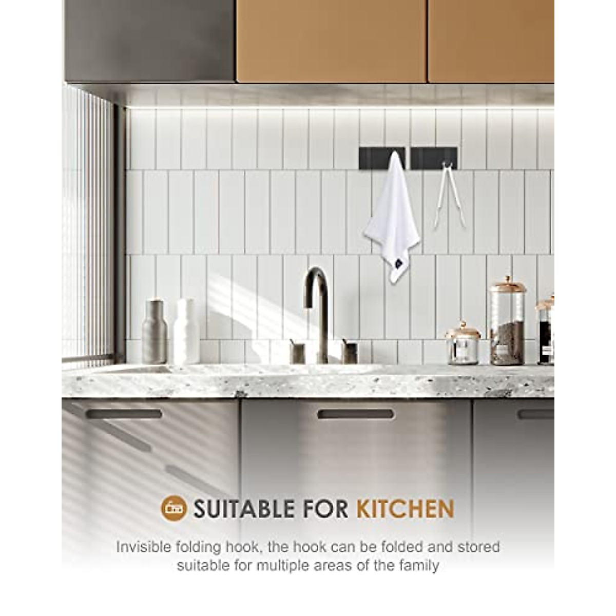 2 Pack，Waterproof Black Towel Hooks，Foldable Towel Hooks for Bathrooms，Modern Coat Hooks，Black Robe Hooks，Bathroom Modern Hooks，Free Perforated，Bathroom Towel Hooks，Towel Door Hooks，Also for Kitchen.