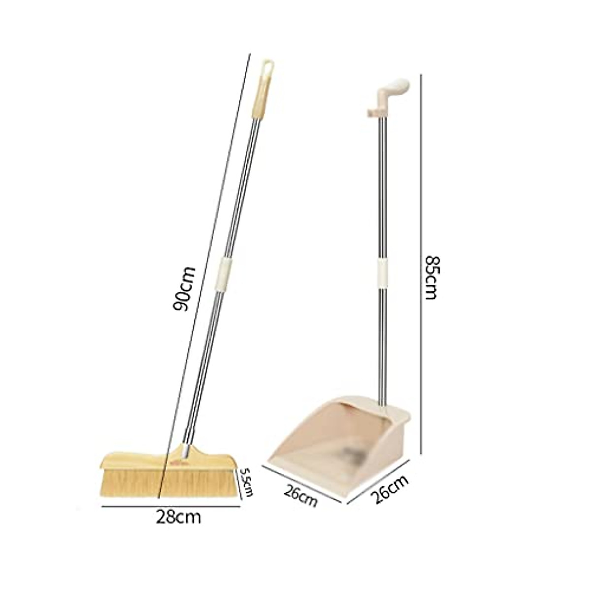 LYSLDH Sweeping Broom, Pig Bristles, Broom and Dustpan Set, Household Broom Combination, Soft Hair Broom
