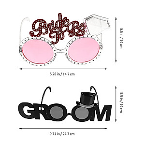 NUOBESTY Groom and Bride Eyeglasses Decorative Bachelor Party Eyeglasses Bachelorette and Bridal Shower Decorations for Party Photo Props, 2pcs