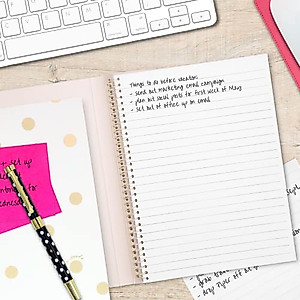 Kate Spade New York Small Concealed Spiral Notebook, 8.25" x 6.75" Journal Notebook with 112 Lined Pages, Gold Dot with Script