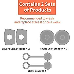 For Stanley Cup Accessories H2.0, Including 2 Stanley Cup Spill Stopper, 2 Stanley Straw Cap Cover, 2 Stanley Tumbler Leak Proof Plug, Silicone Accessories for Stanley 40 oz 30 oz Tumbler with Handle