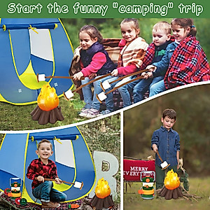 MITCIEN Kids Play Tent with Campfire, Toddlers Camping Set, Oil Lantern with Sound, Cut Up Fruits, Marshmallow, Skewers, Pretend Camping Toys for 3 4 5 6+ Year Old Boys and Girls