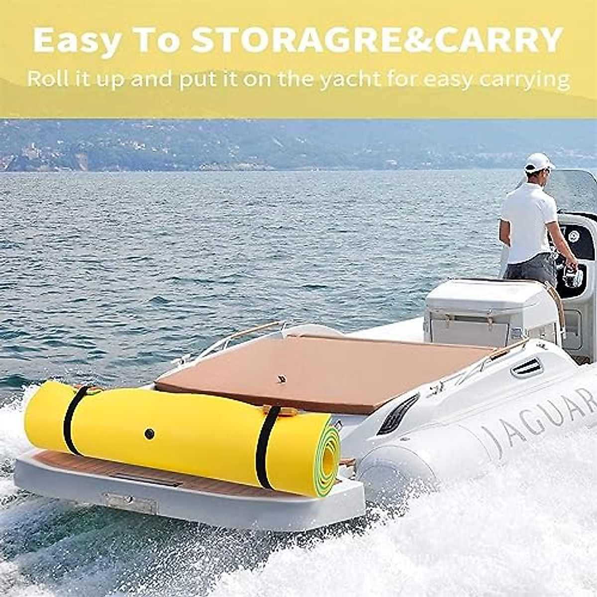 Floating Mat Water Mat Lily Pad with Rolling Pillow Design, Bouncy Tear-Resistant 3-Layer XPE Foam, Roll-Up Floating Island River Rafts,Blue (Color : Yellow, Size : 1.8mx0.6mx3.3cm)