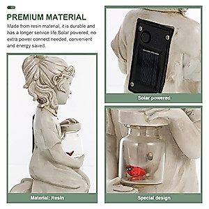 LIOOBO Solar Fireflies Solar Girl Statue Fairy Girl Garden Statue Solar Powered LED Light for Garden Decor Porch Lawn Art Decorations Housewarming Garden Gift