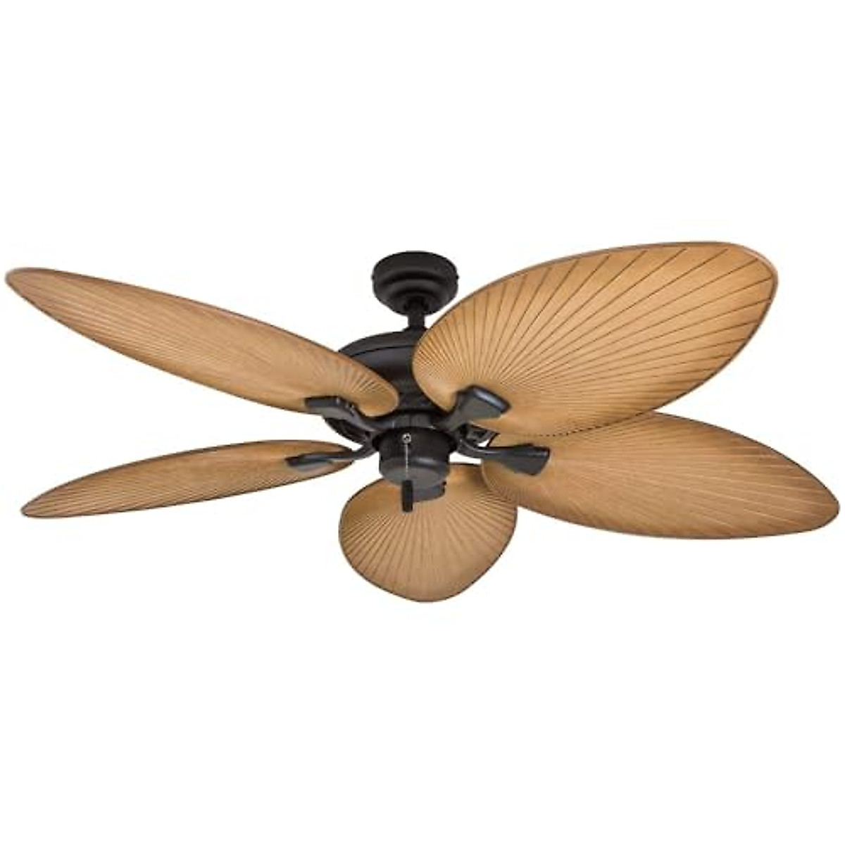 Honeywell Ceiling Fans Palm Valley, 52 Inch Tropical Indoor Outdoor Ceiling Fan with Light, Pull Chain, Three Mounting Options, 5 Palm Leaf Blades, Reversible Motor - 50507-01 (Bronze)