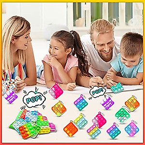 180 PCS Easter Egg Fillers,Mini Pop Keychain Party Favors for Kids, Fidget Toy Pack Bulk,Silicone Squeeze Pop Bubble Fidget Stress Relief,Birthday Party Favors,Prizes for Girl Boy Adult