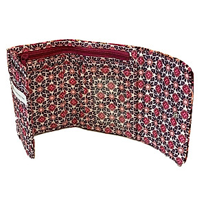 Vera Bradley Iconic RFID Riley Compact Wallet in Raspberry Medallion Performance Twill