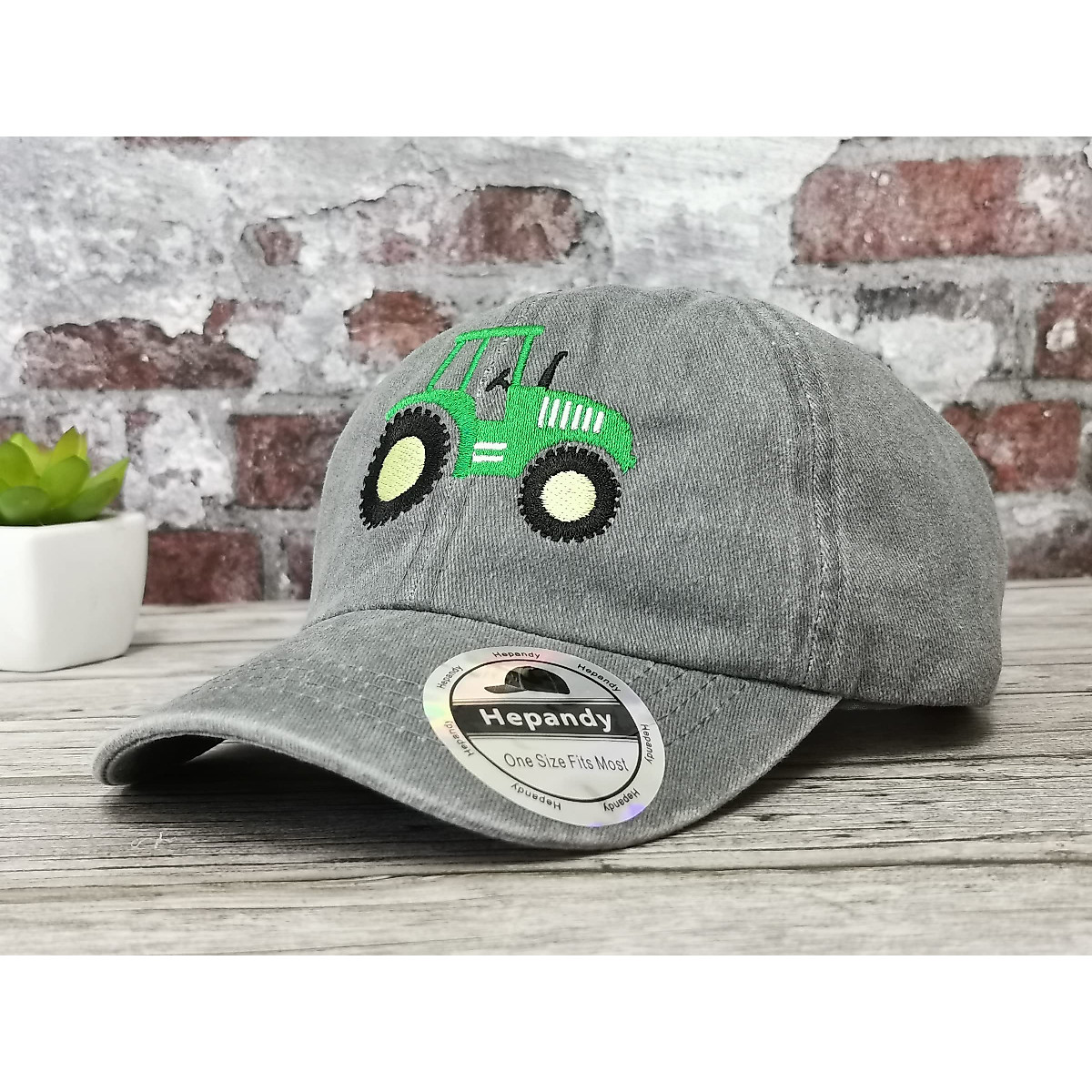 Hepandy Embroidered Tractor Farm Baseball Hats, Toddler Kids Embroidery Snapback Hat Youth Boys Washed Black Adjustable Trucker Hat