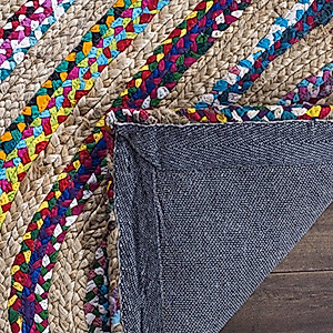 SAFAVIEH Cape Cod Collection Accent Rug - 4' x 6', Natural & Multi, Handmade Boho Braided Jute, Ideal for High Traffic Areas in Entryway, Living Room, Bedroom (CAP605A)