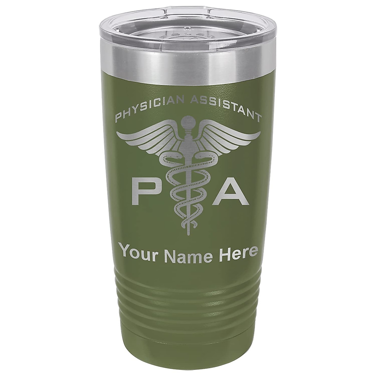 LaserGram 20oz Vacuum Insulated Tumbler Mug, PA Physician Assistant, Personalized Engraving Included (Camo Green)