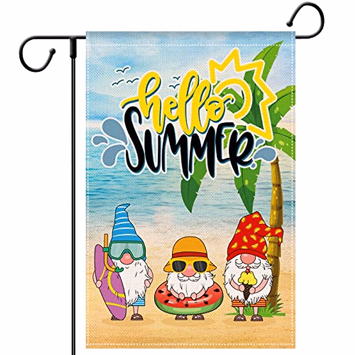 Pinknoke Hello Summer Garden Flag Beach Gnomes Small 12.5x18 Inch Vertical Double Sided Seasonal welcome Yard Flag Outdoor Decor (Garden Size / 12.5 x 18 Inch)
