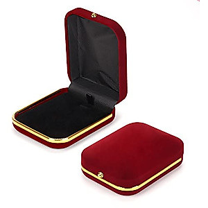Bi Fang Velvet Necklace Pendant Jewelry Gift Boxes Earring box for Thanksgiving,Birthday, Wedding Christmas Jewelry Showcase Displays,(Wine Red)