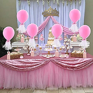 Pink Tulle Tutu Balloons with Candy Box for Baby Shower Centerpieces Girls Butterflies Birthday Party Wedding Table Decorations, with Inflate Balloons Pump, 6 Packs