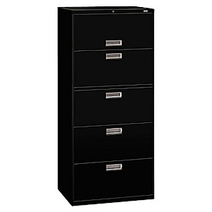 HON 675LP 600 Series Five-Drawer Lateral File, 30w x 19-1/4d, Black