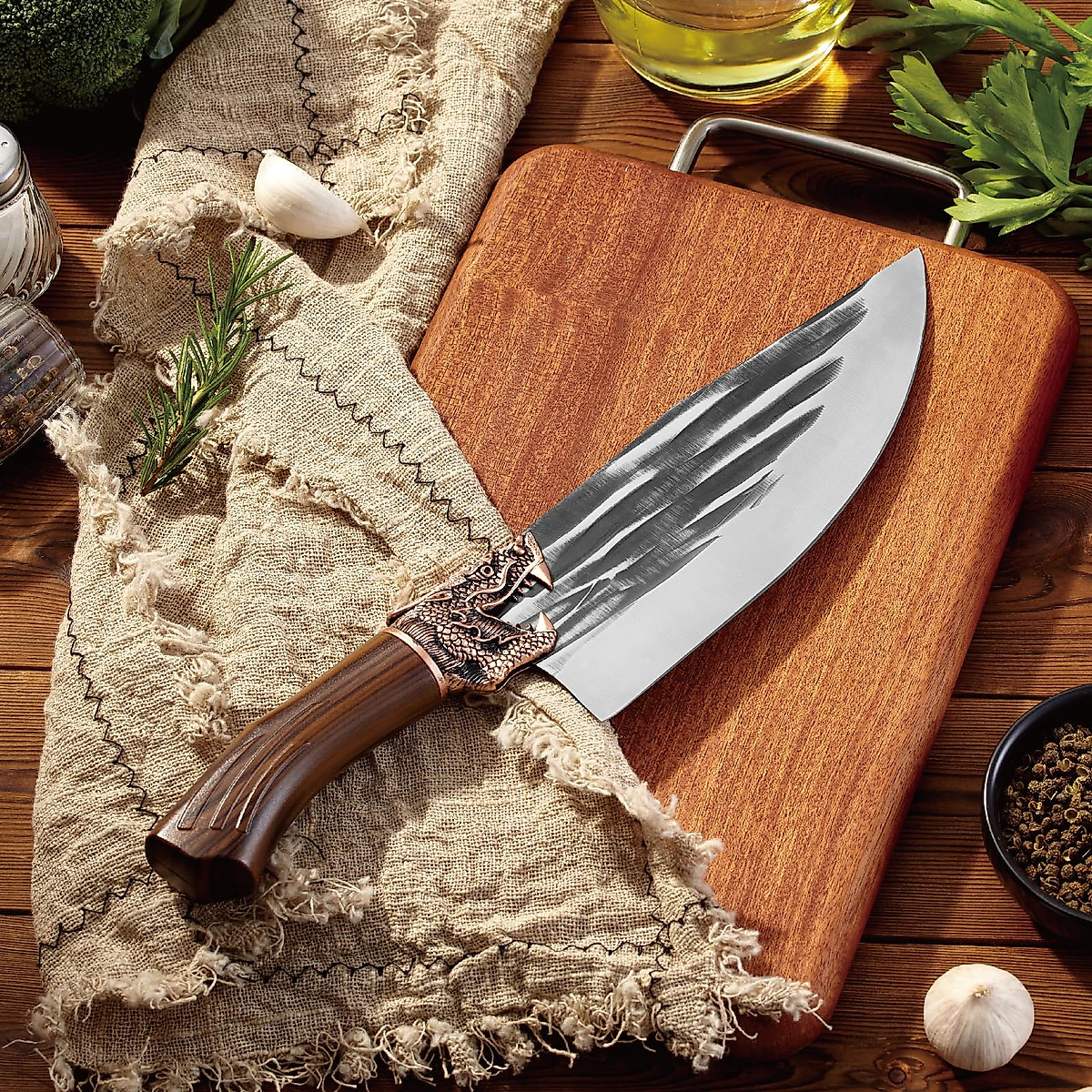 Wanbasion 8" Chinese Meat Cleaver Knife, Meat Knife Stainless Steel Slicer Cleaver, Sharp Chef Knife for Kitchen Camping butcher knife