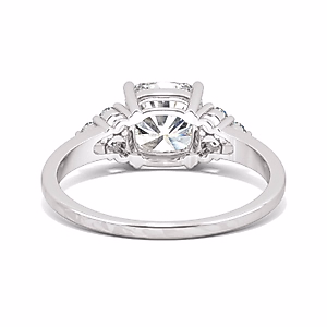 14K White Gold Moissanite by Charles & Colvard 7mm Cushion Engagement Ring-size 8 1.88cttw DEW