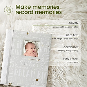 Lil Peach First 5 Years Dream Big Wordplay Baby Memory Book, Gender-Neutral Baby Keepsake for New and Expectant Parents, Pregnancy And Milestone Journal, Gray