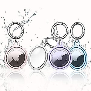 [4 Pack] Soft TPU Case Compatible with Apple AirTags 2021, Clear Protective Anti-Scratch Lightweight Waterproof Cover with Key Ring for AirTags Finder Tracker Keychain