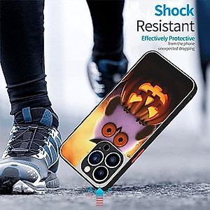 EMPYRI Cute Halloween Ghost Pumpkin Owl Printed Frosted Phone Case for iPhone 13 Pro Max-6.7 Inch, Shockproof Phone Cover with Wireless Fast Charging, Acrylic Back, Not Yellowing