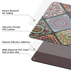 QiyI Anti Fatigue Kitchen Mat 1 Piece Boho Kitchen Rug Waterproof Oil Proof Runner Rug Floral Medallion Laundry Comfort Standing Mat Cushioned Area Doormat 17" W x 29" L - Ethnic Traditional Pattern