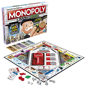 Monopoly Crooked Cash Board Game for Families and Kids Ages 8 and Up, Includes Mr Decoder to Find Fakes, Game for 2-6 Players