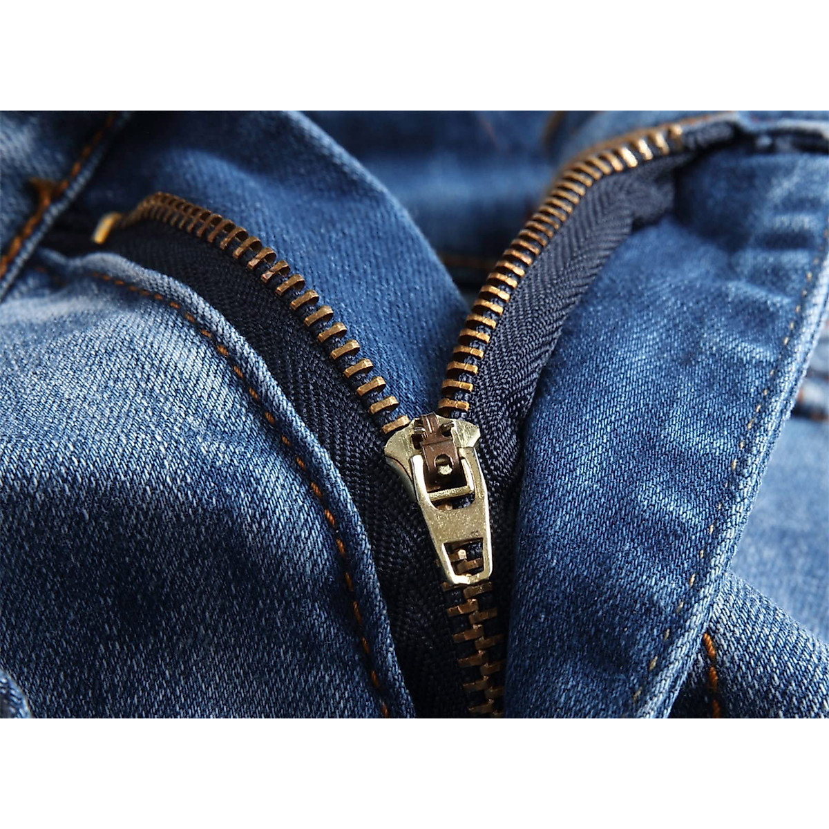 Mens Distressed Skinny Biker Jeans Straight Ripped Hip Hop Moto Denim Pants Classic Slim Fit Holes Stretchy Jean (Blue,38)