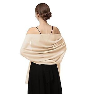 Baoqiya Women's Scarf Shawls and Wraps for Evening Dress Chiffon Shawl Soft Elegant Silky Pashmina Wedding Bridal Scarves(Champagne, 79"×29")