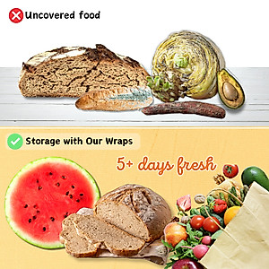 XL Beeswax Wraps 18.5x21.5" - Reusable Organic Bee Wax Bags for Food Storage, Bread, Sandwich, Sourdough, Eco-Friendly Wrapping Paper, Kitchen Container Covers, Sustainable Plastic-Free Cloth