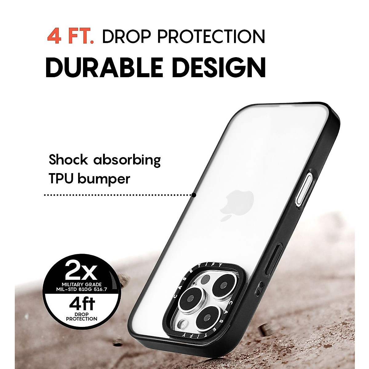 CASETiFY Compact iPhone 13 Pro Max Case [2X Military Grade Drop Tested / 4ft Drop Protection] - Clear Black