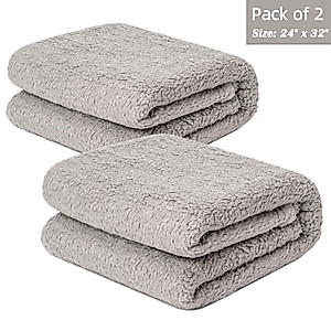 Baby Blanket or Pet Blanket, Comfy Soft Warm Blankets for Baby Girls and Boys, Dog and Cat, Plush Fleece Throw Blankets for Sofa, Couch, Travel and Camping (Sherpa 24"×32",2-pack, Light grey)