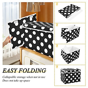 xigua Polka Dot Storage Basket Collapsible Rectangle Storage Bin Shelves Basket Organizer with Lid and Handle for Closet, Office, Nursery, Home Decor
