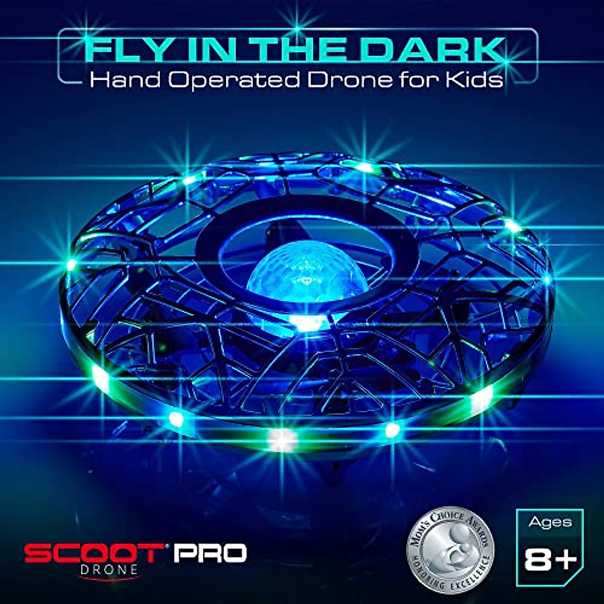 Force1 Scoot Pro Hand Operated Drone for Kids Adults - 360 Induction Hands Free Motion Sensors Mini Drone with Bright LED Projection, Easy Indoor Small UFO Toy Flying Ball Drone Toy for Boys and Girls