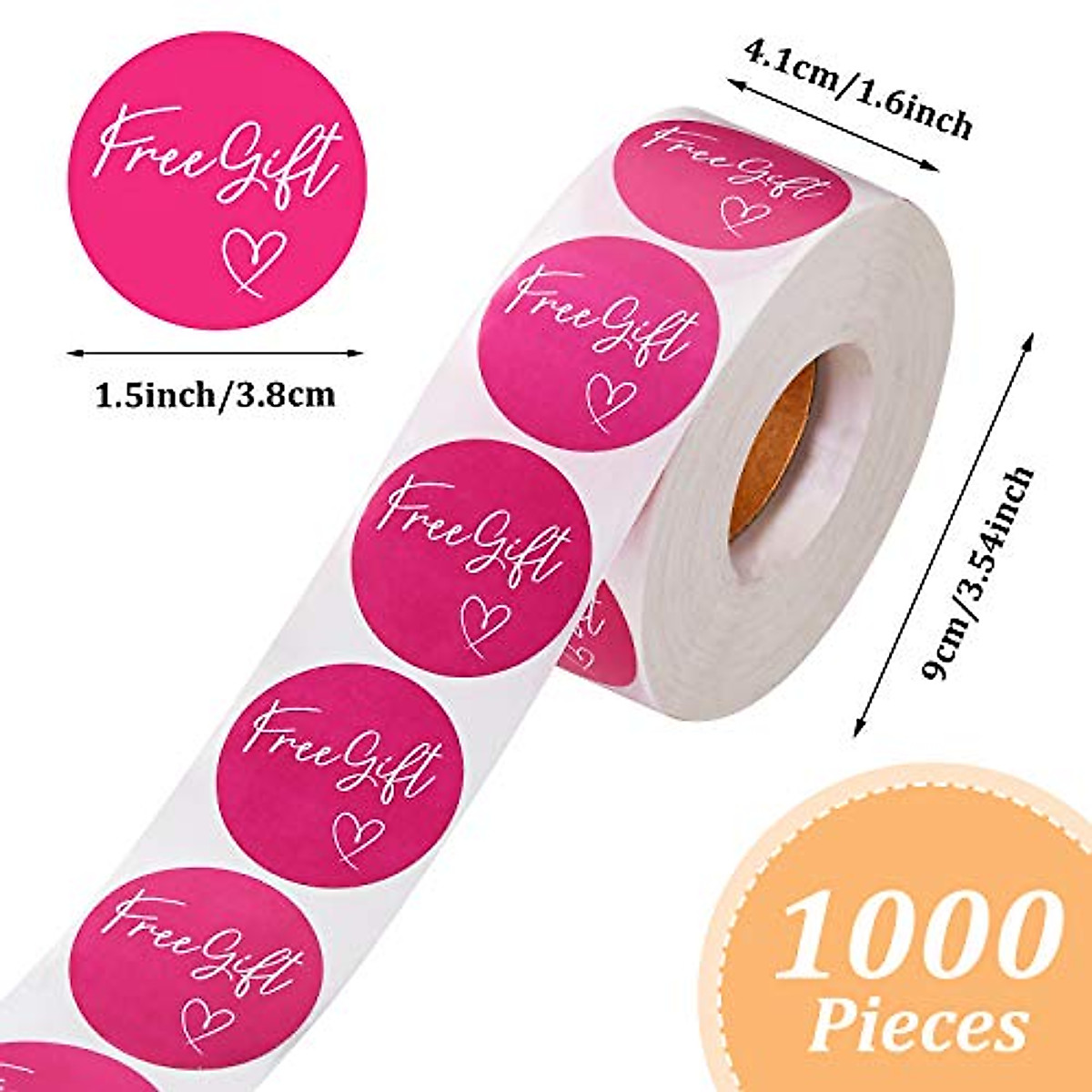 1000 Pieces 1.5 Inch Customer Appreciation Stickers Small Business Sticker Roll Round Self Adhesive Stickers Labels for Packing Mailing Envelopes Postcards (Rose Red Background)