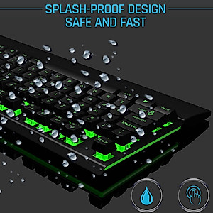 Mechanical Gaming Keyboard, Wired RGB Gaming Keyboard with Ergonomic Wrist Rest, 104 Keys USB Computer Keyboard for Laptop/Desktop/PC (Black)